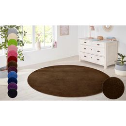 Hanse Home Teppich &raquo;Shashi&laquo; rund 8, 5 mm H&ouml;he Kurzflor, Unifarben, Teppich, Weich, Esszimmer, Kinderzimmer, Flur braun Obermaterial: 100%...