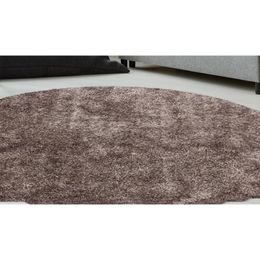 Bruno Banani Hochflor-Teppich »Alga« rund 40 mm Höhe Uni-Farben, besonders weich und kuschelig taupe Obermaterial: 100% Polyester Ø 120 cm 1 Stk.