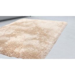 Calo-deluxe Hochflor-Teppich »Giora 200« rechteckig 80 mm Höhe getuftet, besonders weich durch Microfaser, Wohnzimmer, Schlafzimmer champagner...