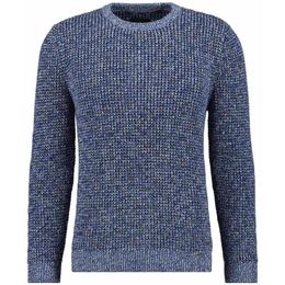Ragman Rundhalspullover Blau gemustert-980 50 50 Tweed Strickpullover