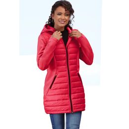 Vivance ACTIVE Steppjacke mit Kapuze mit Ärmeln und Einsätzen aus Softshell-Material rot 36 36 Pufferjacke mit Softshell-Ärmeln und Einsätzen