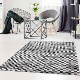 Carpet City Teppich »Moda 1141« rechteckig 11 mm Höhe Kurzflor, Karo, weich, Wohnzimmer, Schlafzimmer grau Obermaterial: 100% Polypropylen B : 160...