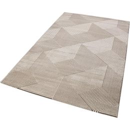 Esprit Teppich »Velvet Groove ESP-8780« rechteckig 12 mm Höhe Kurzflor, Hoch Tief Struktur, Wohnzimmer, Schlafzimmer beige Obermaterial: 70%...