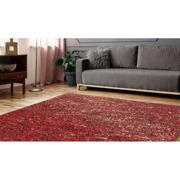 my home Lederteppich &raquo;Ella - Fellteppich&laquo; rechteckig 5 mm H&ouml;he 100% Rindsleder, Patchwork-Dessin, Wohnzimmer goldfarben/rot Obermaterial: 100%...
