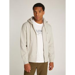 Tommy Hilfiger Kapuzensweatjacke »ESSENTIAL FLEECE ZIP THROUGH« kleine Logostickerei Heathered Oatmilk S S Sweatjacke vom Tommy Hilfiger