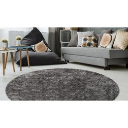 Bruno Banani Hochflor-Teppich »Alga« rund 40 mm Höhe Uni-Farben, besonders weich und kuschelig grau/weiß Obermaterial: 100% Polyester Ø 120 cm 1...