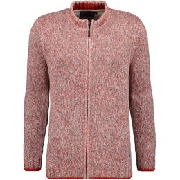 Ragman Collegejacke Rot meliert-163 3XL5658 3XL5658 Strickjacke mit Stehkragen und Reissverschluss