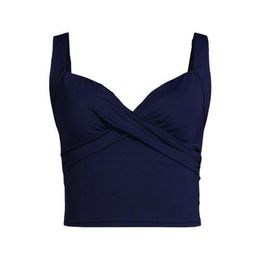 LANDS' END Kurzes Tankinitop mit V-Ausschnitt, Damen,  Blau, Elasthan/Nylon-Mischung, by Lands' End