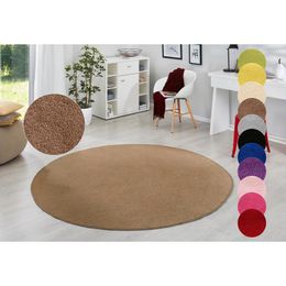 Hanse Home Teppich &raquo;Fancy&laquo; rund 7 mm H&ouml;he Kurzflor, Weich, Einfarbig, Wohnzimmer, Schlafzimmer, Esszimmer braun Kunstfaser