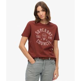 Superdry Damen Lo-fi Outdoors Relaxed T-shirt Brown - Gr&ouml;&szlig;e: 38 21024215023078DS017