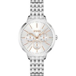 Multifunktionsuhr BOSS "SYMPHONY", silber (silberfarben), Armbanduhren, Damen, Quarzuhr, Armbanduhr, Damenuhr, Edelstahlarmband, analog