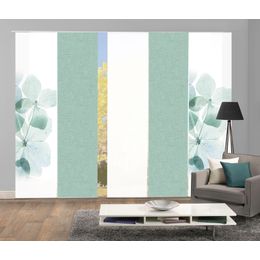 Schiebegardine Home Wohnideen "BONITA 5er SET" Gr. 1, grün (mint), B:60cm H:245cm, Polyester, Gardinen, Schiebevorhang Digidruck 5er Set BONITA
