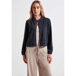 Cardigan Street One, Damen, Gr. 44, blau (deepwater blau), Stoff, 71% Polyester, 26% Viskose, 3% Elasthan, unifarben, normal normal, Rundhals, ausgestellter Saum, Strickjacken, aus elastischem Materialmix