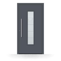 Haust&uuml;r mit Glas, Aluminium, Anthrazit RAL 7016, 80x180 cm, mit Seitenteil erh&auml;ltlich, Sch&uuml;co-Profil, Modell Duisburg, individuell konfigurieren