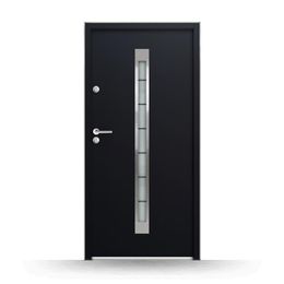 Nebeneingangst&uuml;r 100x200 cm, Anthrazit RAL 7016, Stahl-Alu, nach innen &ouml;ffnend, Modell Plauen, individuell online konfigurieren