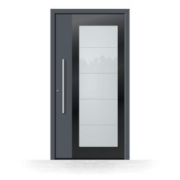 Haust&uuml;r mit viel Glas, Aluminium, Anthrazit RAL 7016, 95x205 cm, Seitenteile und Oberlicht optional, Sch&uuml;co-Profil, Modell Schwerin