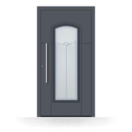 Landhausstil Aluminium Haust&uuml;r, Anthrazit RAL 7016, 100x195 cm, Sch&uuml;co-Profil, Modell Potsdam, individuell konfigurieren