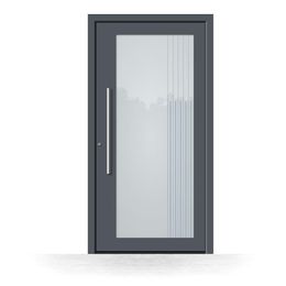 Haust&uuml;r Ganzglasf&uuml;llung, Aluminium, Anthrazit RAL 7016, 70x170 cm, gro&szlig;er Glaseinsatz mit Motiv, Sch&uuml;co-Profil, Modell Braunschweig