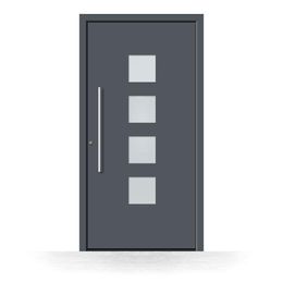 Haust&uuml;r mit Glaselement, Aluminium, Anthrazit RAL 7016, 70x175 cm, Klarglas, Milchglas oder Motivglas, Sch&uuml;co-Profil, Modell M&uuml;lheim