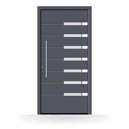 Haust&uuml;r modern mit Glaseinsatz, Aluminium, Anthrazit RAL 7016, 80x195 cm, Sch&uuml;co-Profil, Modell Paderborn, individuell konfigurieren