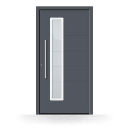 Haust&uuml;r mit Glasausschnitt, Aluminium, Anthrazit RAL 7016, 70x195 cm, mit Klarglas oder satiniertem Glas, Sch&uuml;co-Profil, Modell Ratingen