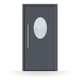 Haust&uuml;r Aluminium, Anthrazitgrau RAL 7016, 90x170 cm, ovaler Glaseinsatz, Sch&uuml;co-Profil, Modell Kaiserslautern, individuell konfigurieren