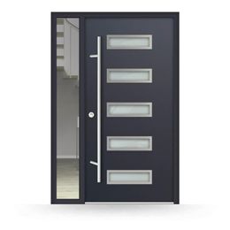 Stahlt&uuml;r mit Seitenteil, Anthrazit, 980 x 2080 mm, DIN links nach innen &ouml;ffnend mit Seitenteil links, Stahl-Aluminium, Modell Langenhagen