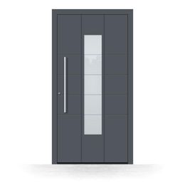 Haust&uuml;r mit Glaseinsatz, Aluminium, Anthrazit RAL 7016, 80x175 cm, Widerstandsklasse RC2, Sch&uuml;co-Profil, Modell K&ouml;ln, individuell konfigurieren