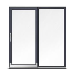 Parallel Kipp Schiebet&uuml;r, aluplast IDEAL&reg; 4000, Kunststoff, Eisenglimmer DB 703, Innen Wei&szlig;, zweiteilig, 1510 x 1635 mm, nach Ma&szlig;
