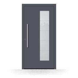 Aluminium Haust&uuml;r mit Glaseinsatz, Anthrazit RAL 7016, 80x195 cm, Widerstandsklasse RC2, Sch&uuml;co-Profil, Modell M&uuml;nchen, individuell konfigurieren