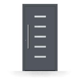 Haust&uuml;r Aluminium mit Glas, Anthrazit RAL 7016, 85x175 cm, Sch&uuml;co-Profil, Modell Kiel, individuell konfigurieren