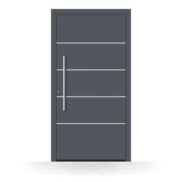 Haust&uuml;r Aluminium modern, Anthrazit RAL 7016, 70x170 cm, Sch&uuml;co-Profil, Modell Frankfurt, individuell konfigurieren