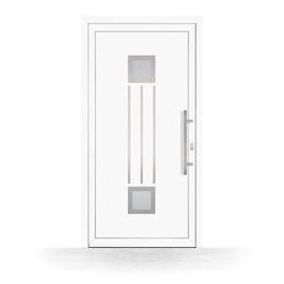 Haust&uuml;r PVC, Wei&szlig;, 760 x 1885 mm, 3-Punkt-Hakenverriegelung, nach innen &ouml;ffnend, Modell Offenbach, individuell konfigurieren