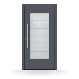 Haust&uuml;r modern mit Glas, Aluminium, Anthrazitgrau RAL 7016, 100x190 cm, Widerstandsklasse RC2, Sch&uuml;co-Profil, Modell D&uuml;sseldorf
