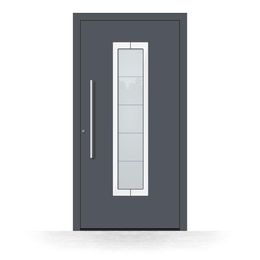 Haust&uuml;ren Aluminium, Anthrazit RAL 7016, 75x180 cm, mit Milchglas oder Klarglas, Sch&uuml;co-Profil, Modell Dortmund, individuell konfigurieren