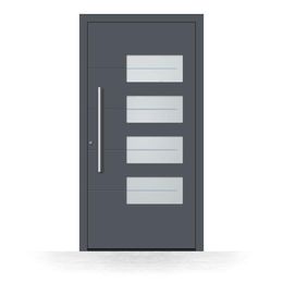 Haust&uuml;r Aluminium Anthrazit, RAL 7016, 98x175 cm, mit Seitenteilen erh&auml;ltlich, Sch&uuml;co-Profil, Modell Leipzig, individuell konfigurieren
