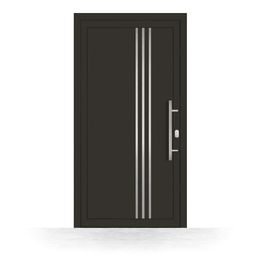Haust&uuml;r Braun Dekor, PVC, 760 x 1885 mm, DIN links nach innen &ouml;ffnend, Modell Freiburg, individuell konfigurierbar