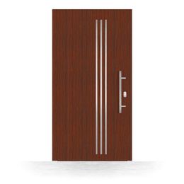 Haust&uuml;r Mahagoni, PVC, 760 x 1885 mm, DIN links nach innen &ouml;ffnend, Modell Freiburg, individuell konfigurierbar