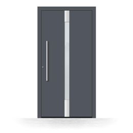Moderne Haust&uuml;r Anthrazit, Alu, RAL 7016, 60x190 cm, vertikaler Glaseinsatz mit Edelstahl-Applikation, Sch&uuml;co-Profil, Modell Hannover