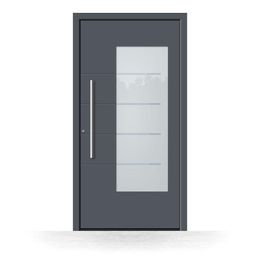 Alu Haust&uuml;r mit Glas, Anthrazitgrau RAL 7016, 95x185 cm, Widerstandsklasse RC2, Sch&uuml;co-Profil, Modell Hamburg, individuell konfigurieren
