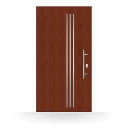 Haust&uuml;r Nussbaum, PVC, 760 x 1885 mm, DIN links nach innen &ouml;ffnend, Modell Freiburg, individuell konfigurierbar
