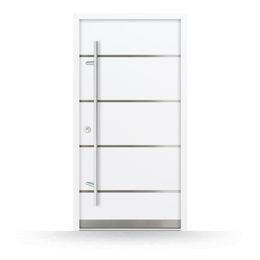 Stahlt&uuml;r Wei&szlig;, 1000 x 2000 mm, DIN links nach innen &ouml;ffnend, Stahl-Aluminium, Modell Friedrichshafen, individuell konfigurierbar