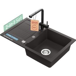 Granitspüle Schock "Lima D-100S und Armatur Epos", schwarz, B:78cm H:27,2cm T:50cm, Domogranit, Küchenspülen, bestehend aus Spüle und Armatur