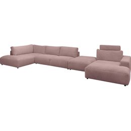Wohnlandschaft Musterring "Lucia U-Form", rosa, B:504cm H:81cm T:204cm, Sofas, Wohnlandschaft, Cord-Bezug, inklusive Kopfst&uuml;tze, Gesamtbreite 524 cm