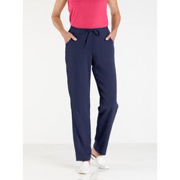 Schlupfhose Classic Basics, Damen, Gr. 22, Kurzgr&ouml;&szlig;en, blau (nachtblau, nachtblau, wei&szlig;, bedruckt), 100% Polyester, unifarben, lang, Hosen Schlupfhose