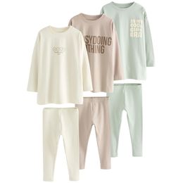 next Pyjama M&auml;dchen Gr&ouml;&szlig;e 116 camel / mint / wollwei&szlig;