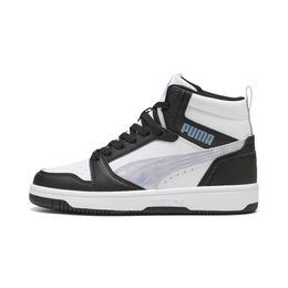 Puma Sneaker 'Rebound V6 Mid Space Belle' Jungen Gr&ouml;&szlig;e 37.5 schwarz / silber / wei&szlig;