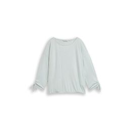 Tom Tailor Denim Damen Loose Fit Langarmshirt mit Raff&auml;rmeln, gr&uuml;n, Gestreift, Gr. XS