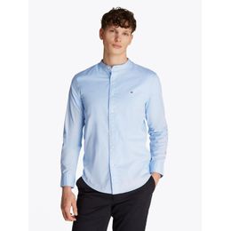Tommy Hilfiger Herren Langarmhemd "FLEX POPLIN SOLID MAO RF SHIRT", blau, Gr. XXL, Web, Obermaterial: 100% Baumwolle, Hemden