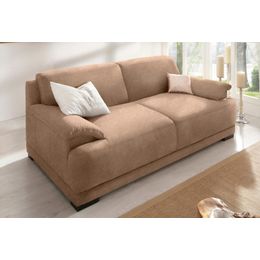3-Sitzer Home Affaire "Telos mit Boxspring-Federung f&uuml;r hohen Sitzkomfort", braun (caf&eacute;), B:218cm H:80cm T:96cm, dicke Luxus-Microfaser in Lederoptik (100% Polyester);Chenille (100% Polyester);Microfaser-PRIMABELLE (100% Polyester), Sofas, mit Boxspring-Federung